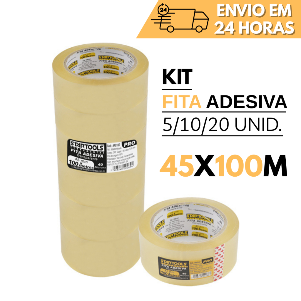 Kit Fita Adesiva Transparente 45 mm x 100 metros - Durex Largo Ultra ...