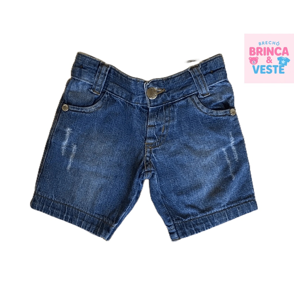 Shorts Jeans Infantil Feminino Menina Brechó Regulagem Elastico Tamanho ...