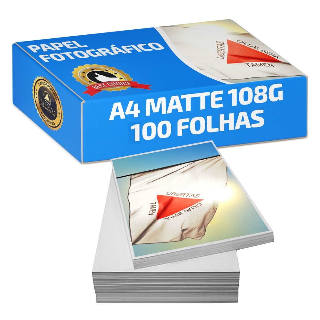 Papel Fotográfico Foto 108g A4 Matte (sem brilho) Pacote 100 Folhas Premium | Shopee Brasil