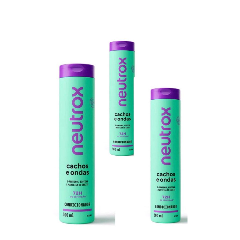 Kit com 3 Condicionador Neutrox Cachos e Ondas 72h de Definição 300ml ...