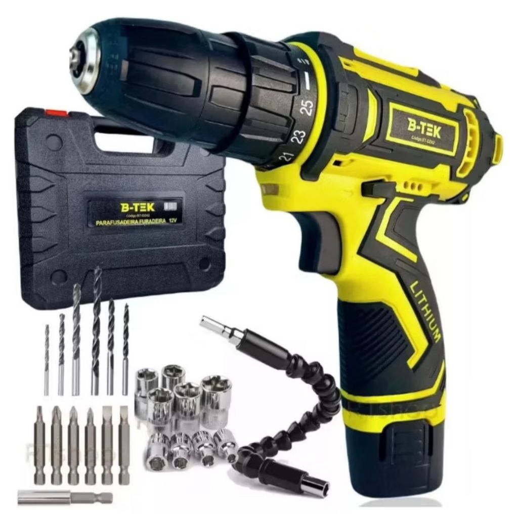 Parafusadeira E Furadeira Elétrica Sem Fio Recarregável Bateria 12v ...