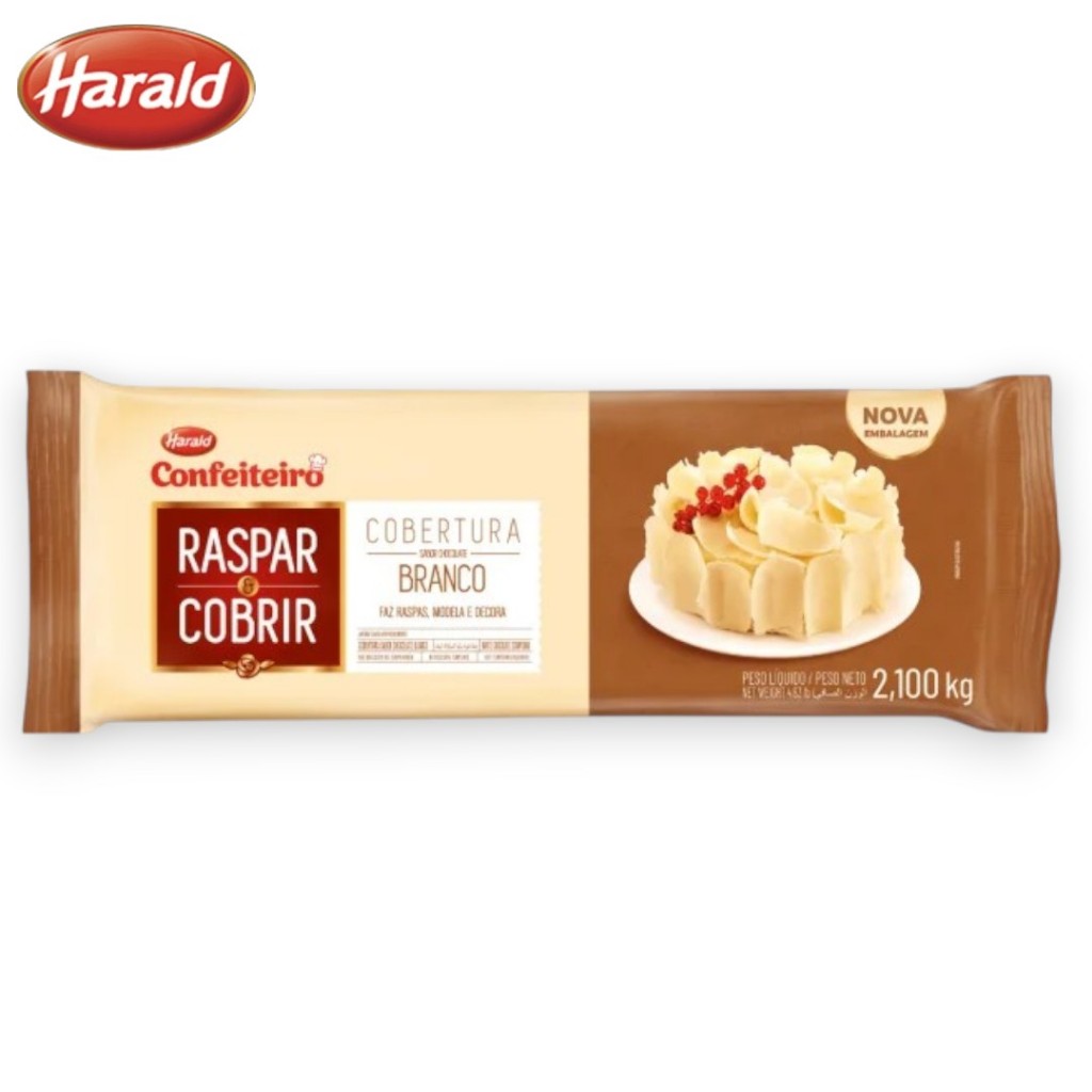 COBERTURA SABOR CHOCOLATE BRANCO RASPAR & COBRIR LINHA CONFEITEIRO HARALD 2,100KG | Shopee Brasil