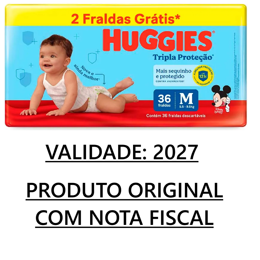 36 FRALDAS HUGGIES TRIPLA PROTEÇÃO NO TAMANHO M | Shopee Brasil