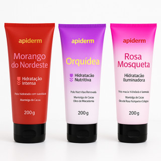 Kit 3 Hidratantes Loção Corporais - Apinil 200g Apiderm - Fragrâncias ...