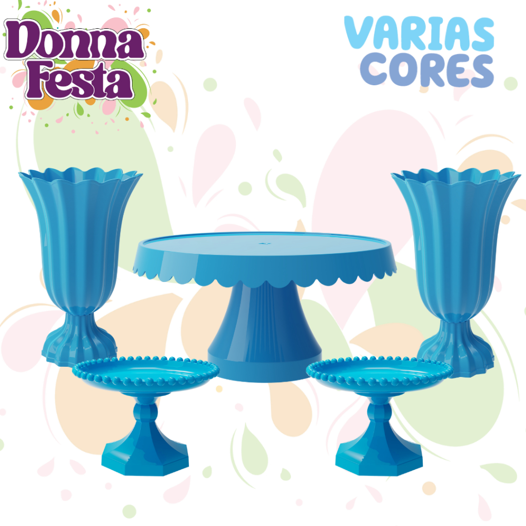 Kit Completo de Festa com 1 Boleira Popi Plus, 2 Vasos Popi e 2 Mini ...