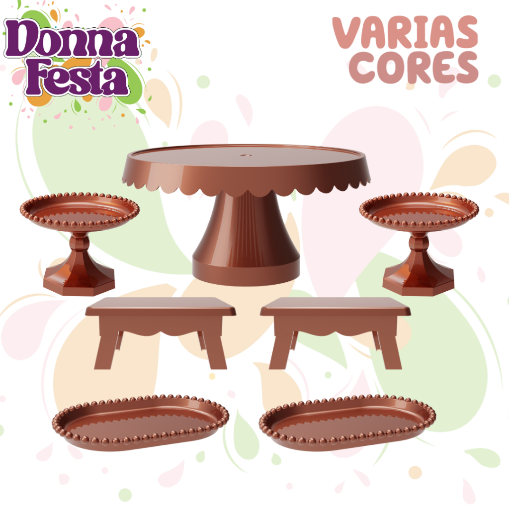 Kit de Festa com 1 Boleira Popi Plus, 2 Mesinhas, 2 Mini Boleiras ...