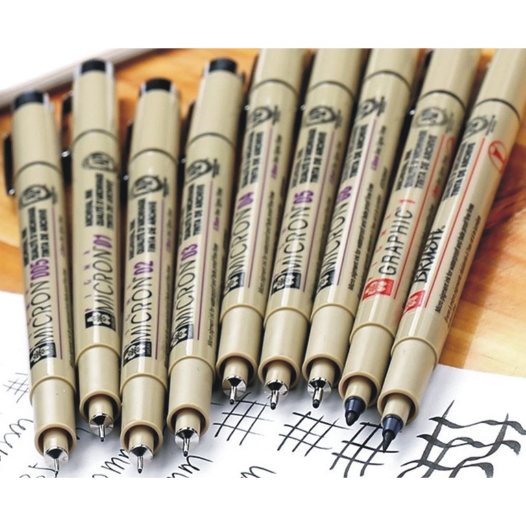 9 Canetas Nanquin Pigma Micron Sakura Preta Com Brush | Shopee Brasil