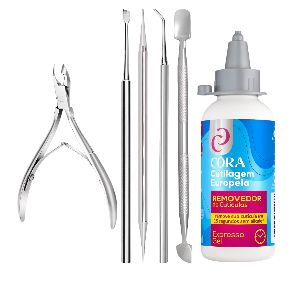 Kit Manicure Profissional 06 Peças Removedor de Cutículas Cora Alicate ...