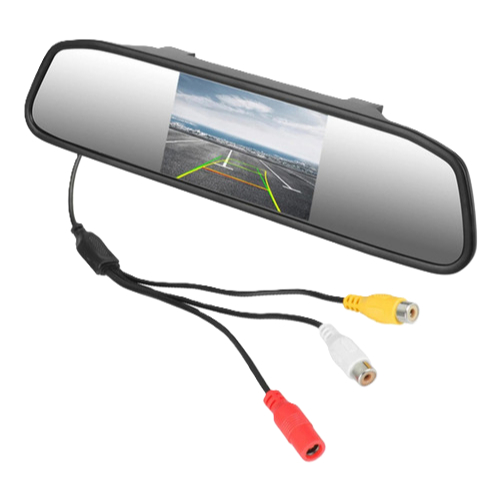 Retrovisor LCD 4,3” Universal – Tela Digital, Entrada AV Dupla, 12V/24V Compatível com Câmera de ...