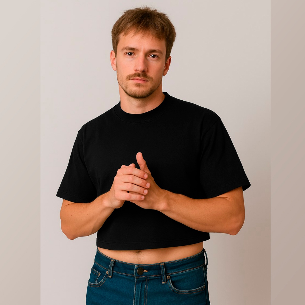Cropped Masculino 100% Algodão Preto Oversized | Shopee Brasil