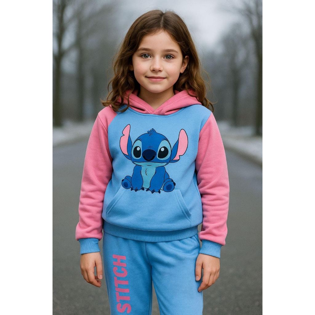 Casaco e Calça do Stitch para Meninas Agasalho de Frio Inverno Rosa e ...
