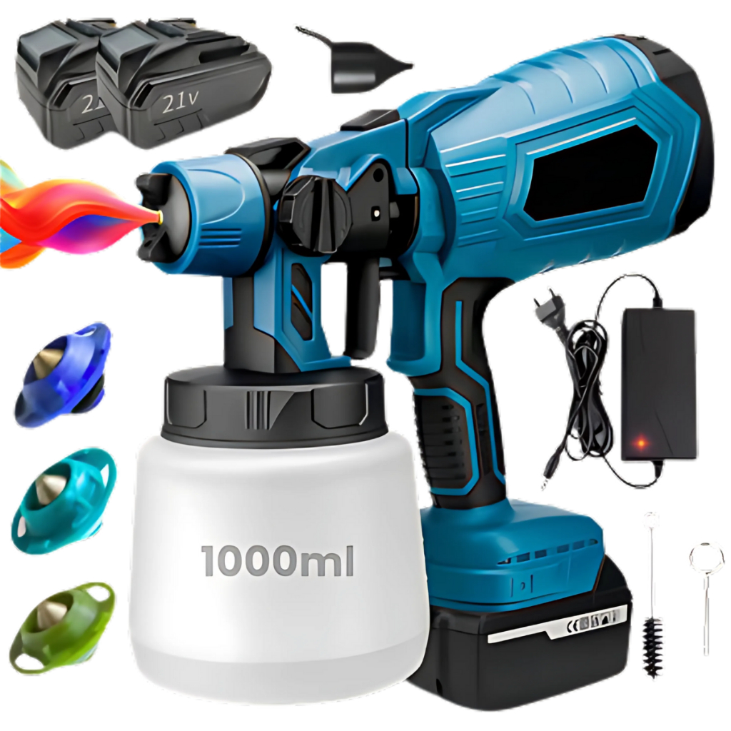 Pistola Elétrica para Pintura Pulverizador de tinta Compressor com 3x Bicos Acessórios Portátil ...