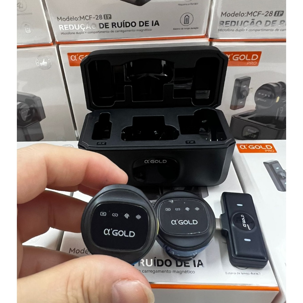 Microfone De Lapela A'Gold Profissional Sem fio Magnético Com Redução ...