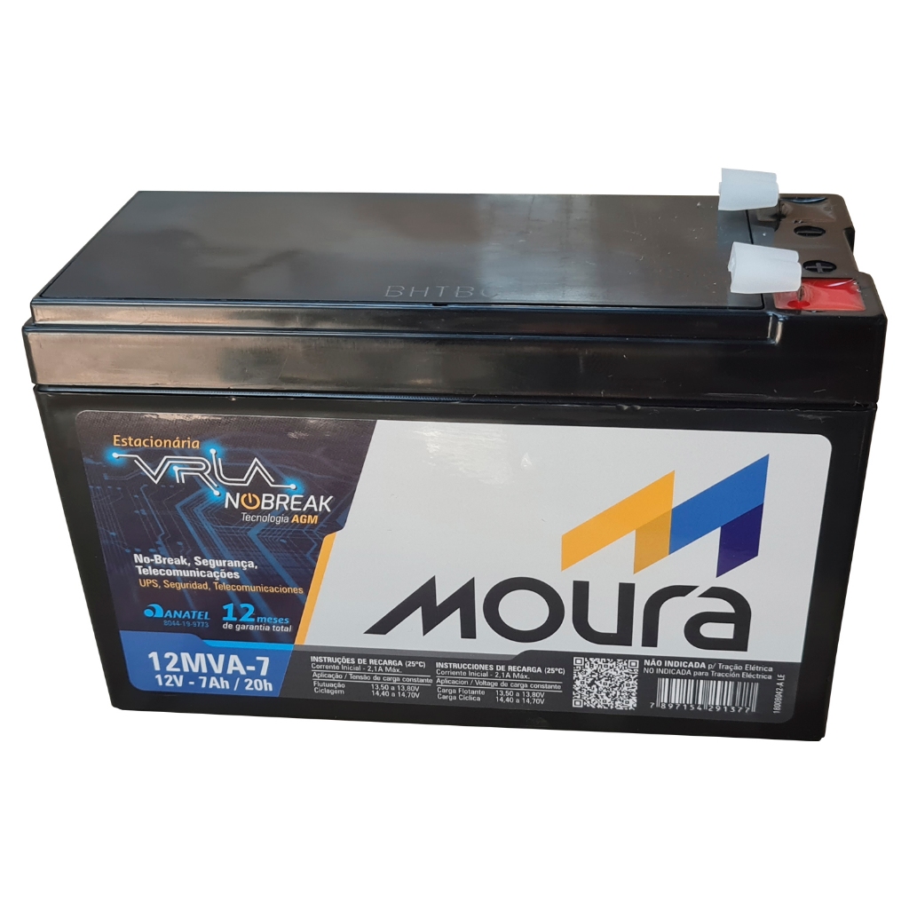 Bateria Moura VRLA Nobreak 7Ah 12V 12MVA-7 | Shopee Brasil