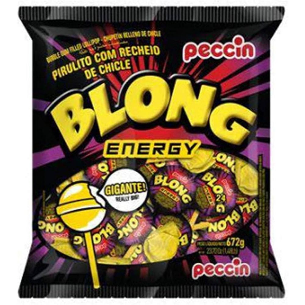 Pirulito Blong Gigante Peccin 672g c/24un | Recheio Chiclete Energy Mix ...
