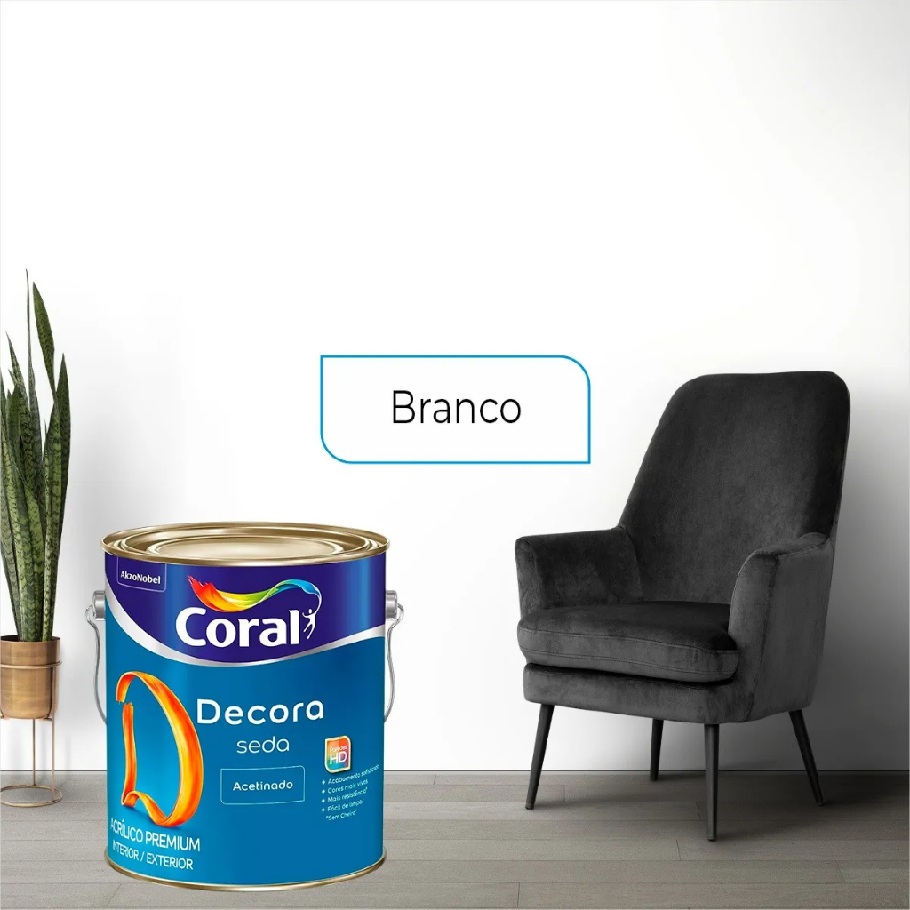 Tinta Coral Acrílico Premium Decora Seda 3,6 Litros Branco Acetinado ...