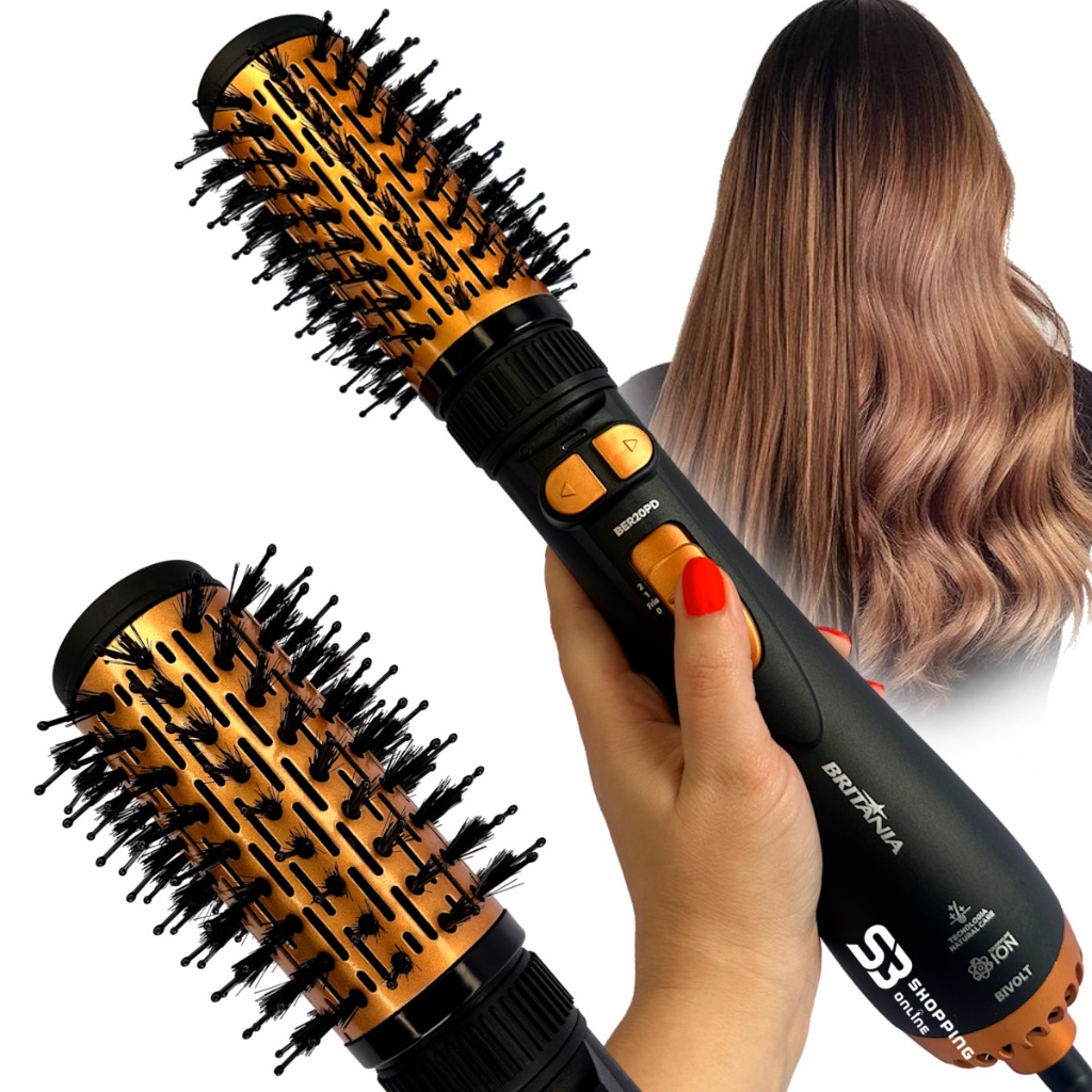 ESCOVA SECADORA ROTATIVA SECA ALISA MODELA 1300W BIVOLT | Shopee Brasil