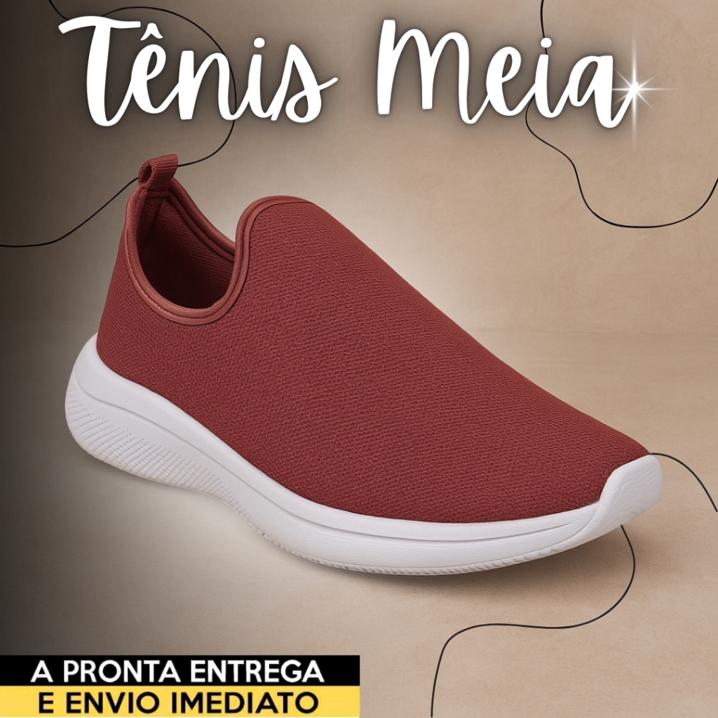 Tênis Meia Confortável Sem Cadarço e Ideal para o Dia a Dia | Shopee Brasil