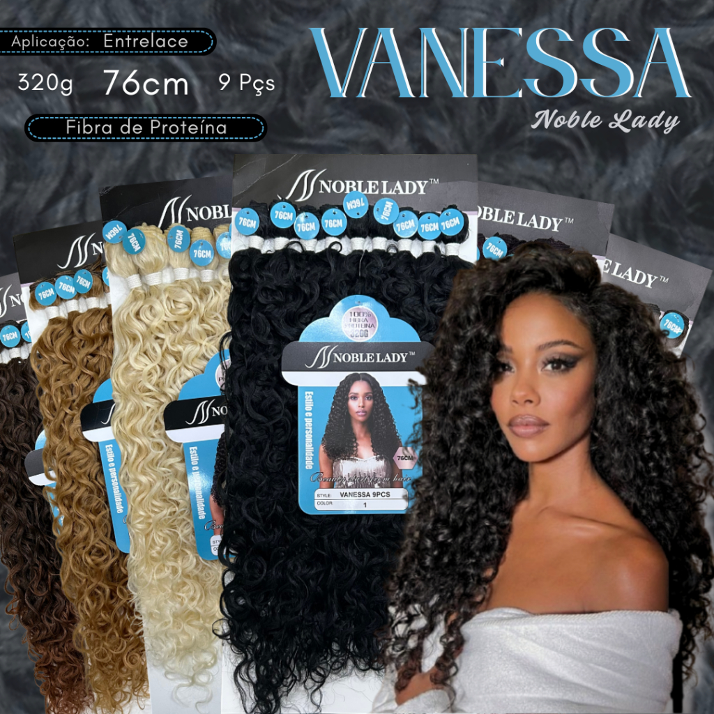 Cabelo Cacheado Para Entrelace Vanessa 76cm 320g 9 Telas - Noble Lady ...