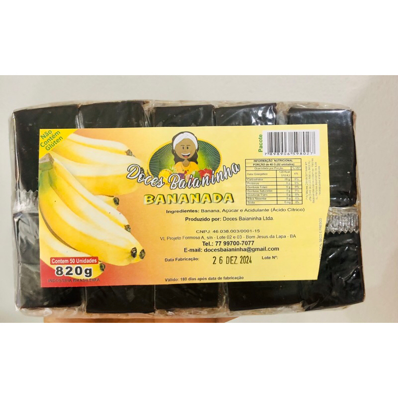 Bananada lisa 15g- com açúcar -Pacote com 50 unidades | Doce de banana ...