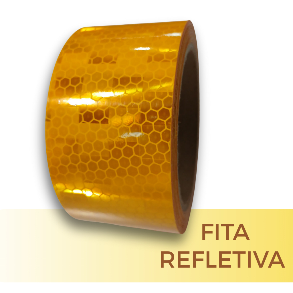 Fita Refletiva Prismatico Adesivo Sinalização Normativa (Amarelo 5cm x ...