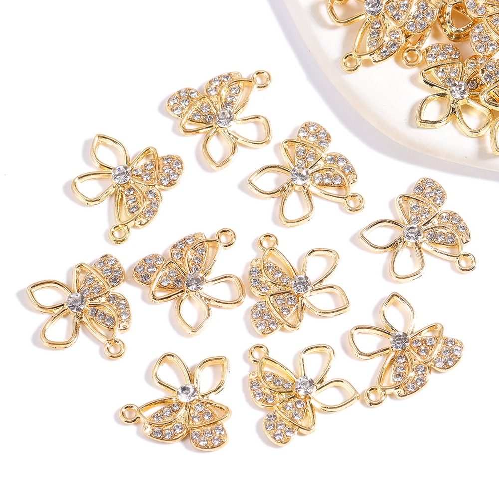 Pingentes de Borboleta com Strass banhado zmack dourado 20 pecas ...