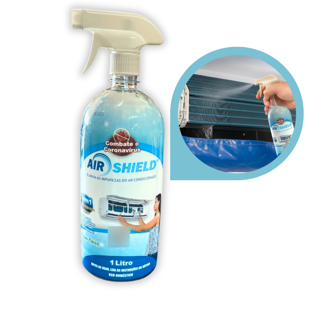 Air Shield Limpador Bactericida Biodegradável Para Ar Condicionado 1 Litro Com Aplicador ...