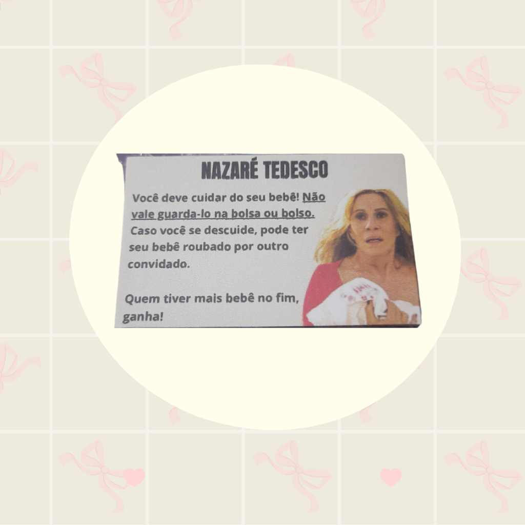 150 Tag Nazaré Tedesco - Para brincadeira de chá de bebê | Shopee Brasil