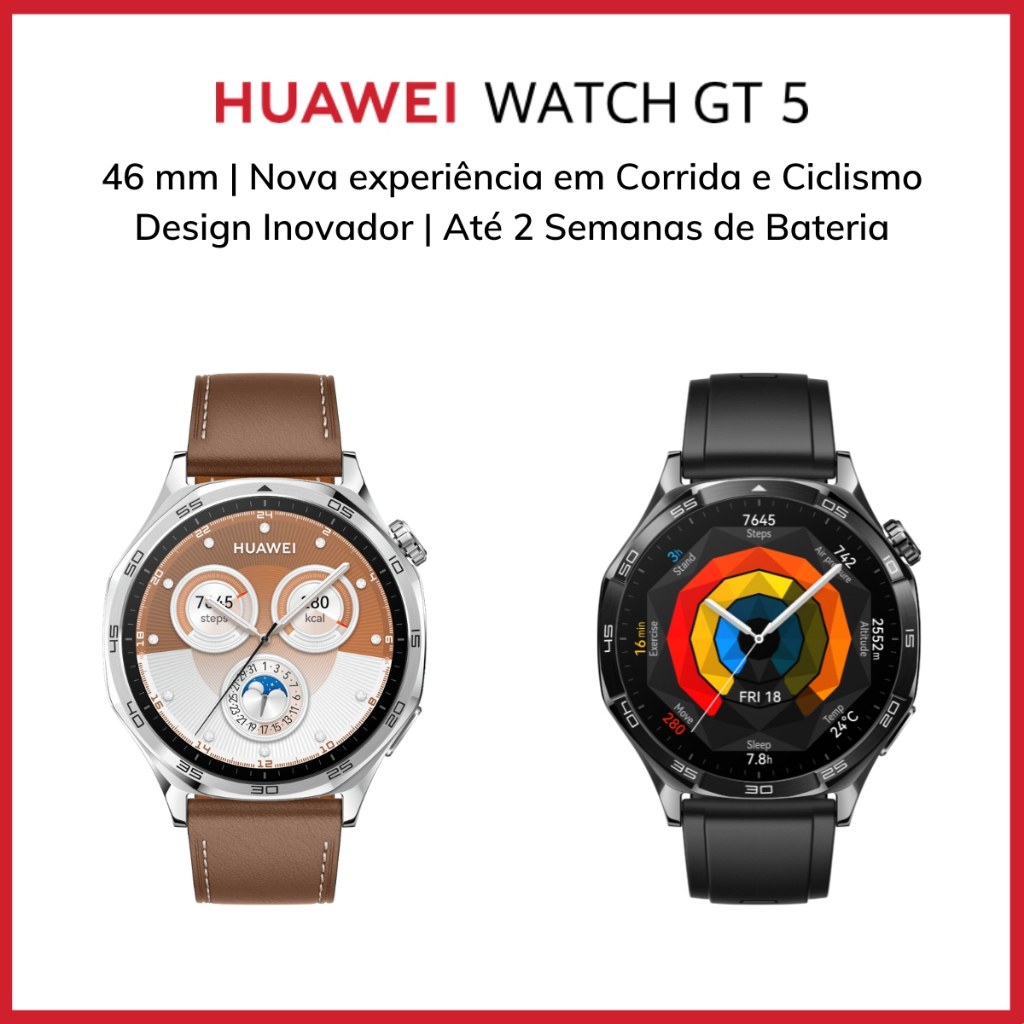 Smartwatch Huawei GT 5 Original – AMOLED GPS Integrado NFC Bluetooth 5. ...