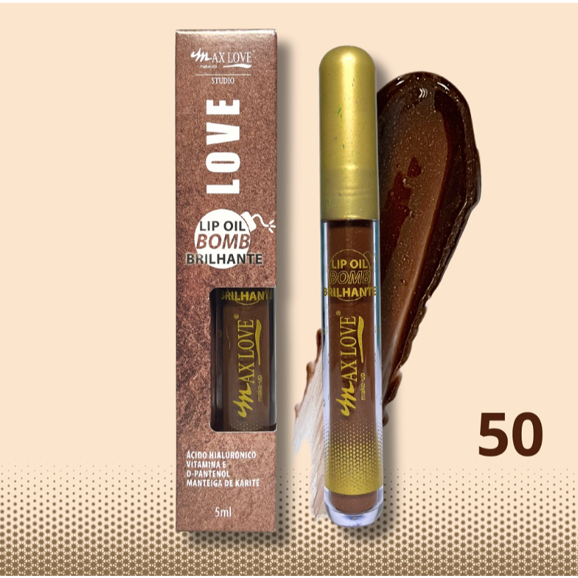 Gloss Marrom Lip Oil Brilhante Bomb Max Love Número 50 | Shopee Brasil