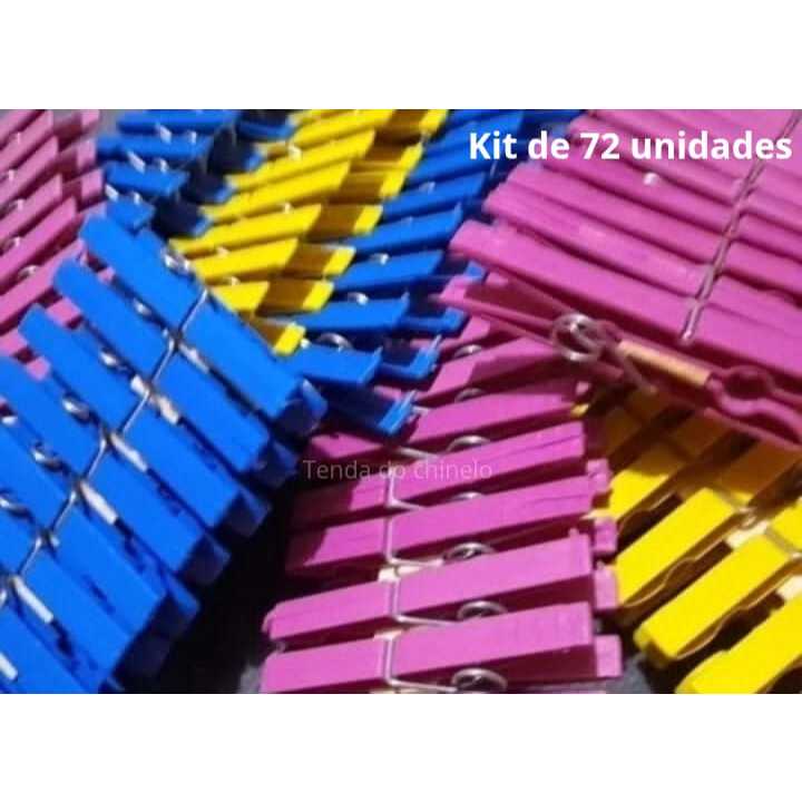 Prendedor Pregador De Roupa Plástico KIT 72 Unidades Mais Resistencia ...