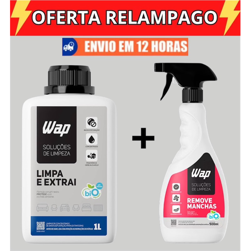 LIMPA E EXTRAI 1L WAP + REMOVE MANCHAS 500ml 100% Nacional | Shopee Brasil