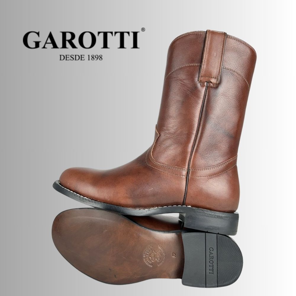 Bota Country Masculina Garotti Bico Redondo Couro Vitelo Pinhão Solado ...