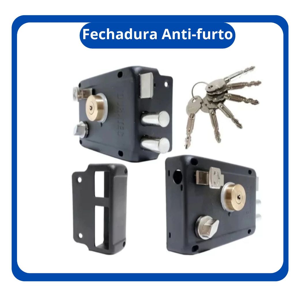 Fechadura Sobrepor Tetra para Portão e Porta com Trava Dupla Acompanha ...