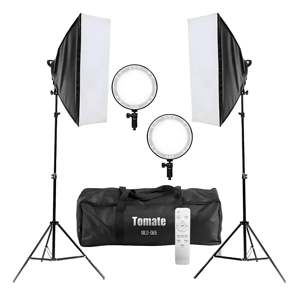 Kit 2 Softbox 72x53cm 126 LEDs 5500K Bivolt Recarregável Controle e ...
