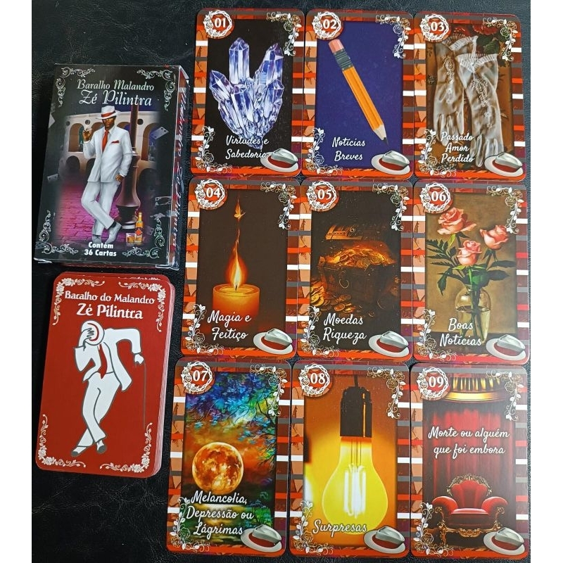 BARALHO CIGANO - MALANDRO ZÉ PILINTRA 36 cartas + manual | Shopee Brasil