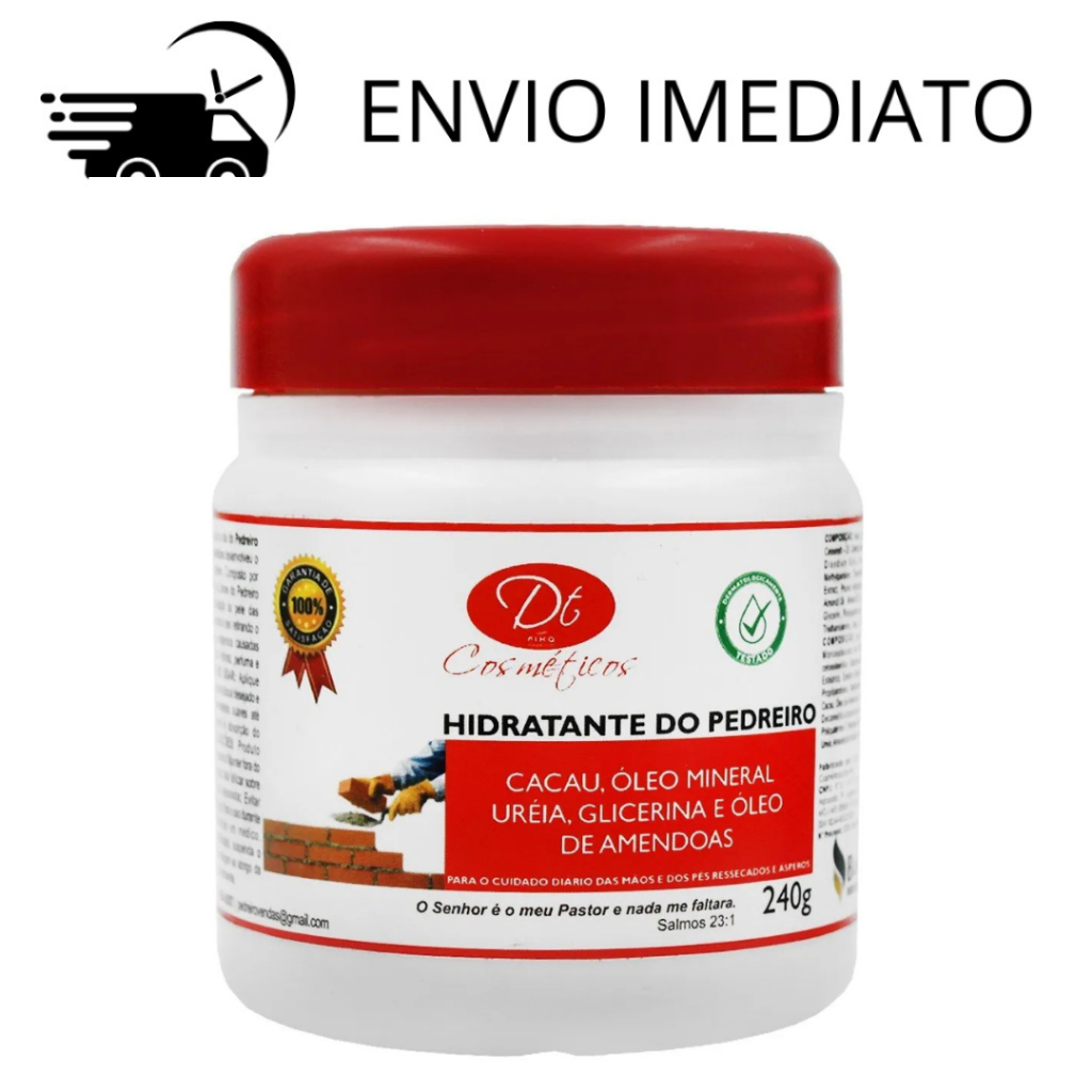 Creme de Pedreiro 240g Para Pé Rachado Pele Ressecada Cotovelo Grosso Mão Aspera Profissional ...