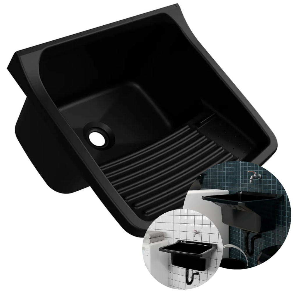 Tanque Para Lavar Roupa Preto 22L 47x43 | Shopee Brasil