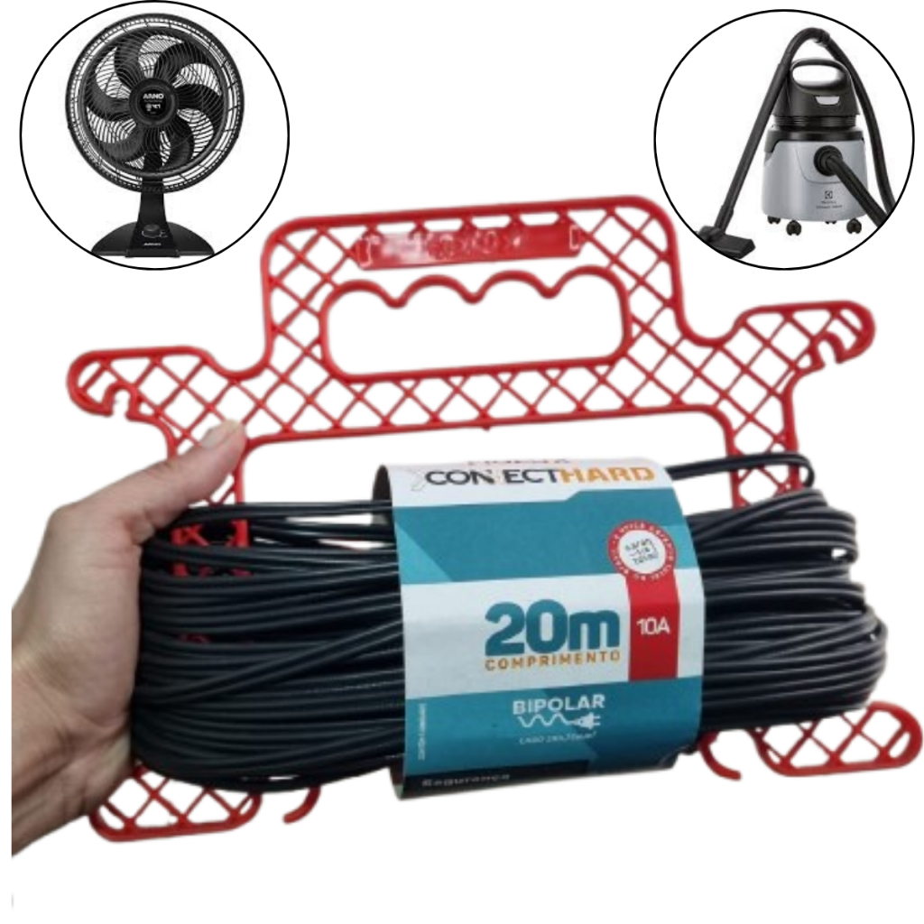 Extensão Eletrica 20 metros Bipolar 2 pinos Bivolt 127V/220V Certificado INMETRO | Shopee Brasil