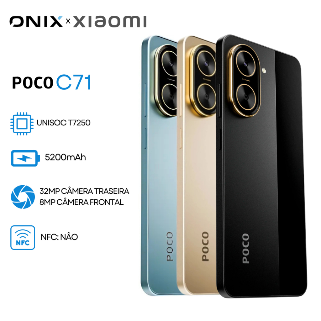 Xiaomi Poco C71 4G 64GB, 3GB RAM, Processador UNISOC T7250, Câmera 32 ...