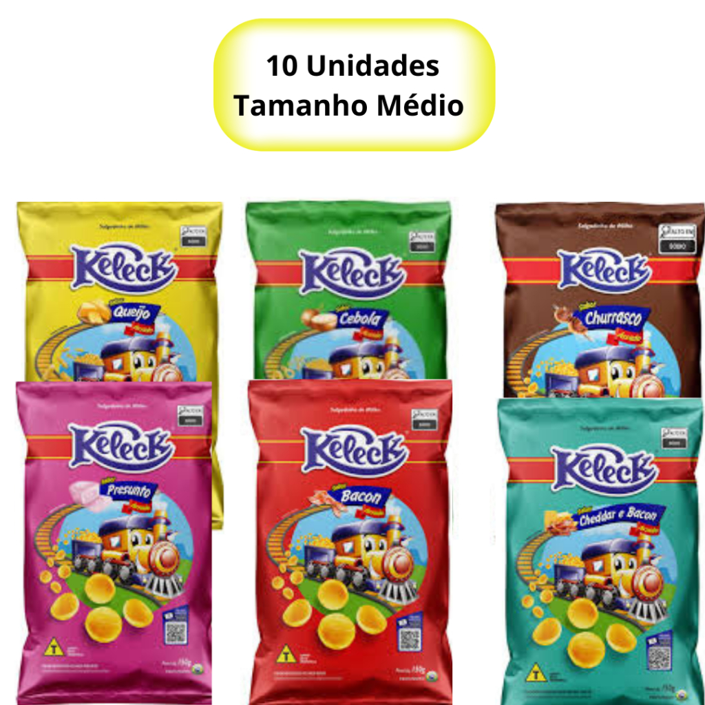 Kit 10 pacotes de salgadinhos Keleck sortidos | Shopee Brasil
