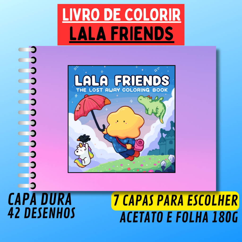 Livro de Colorir Lala Friends 42 Folhas A5 180g Capa Dura Caderno ...