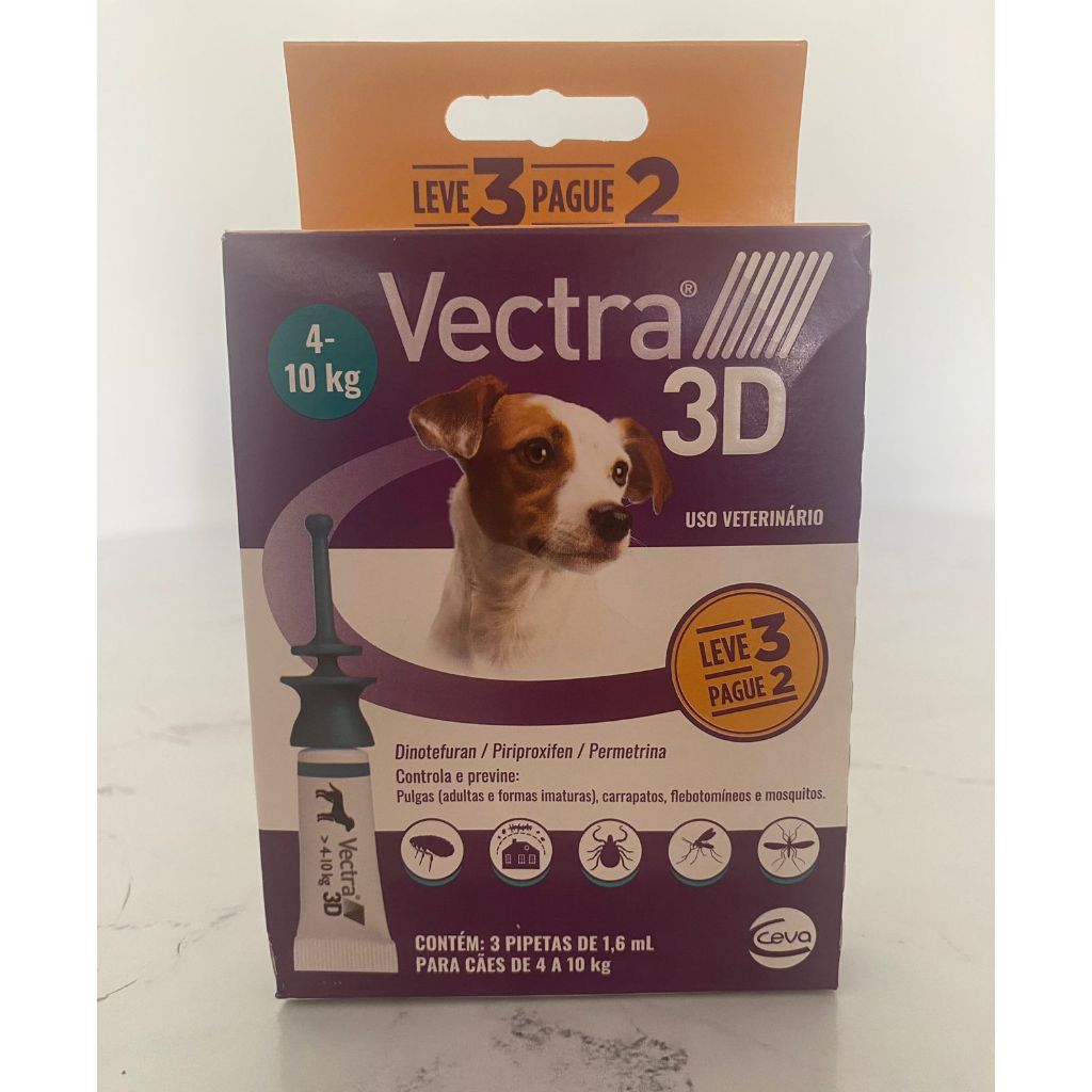Vectra 3D para Cães de 4 a 10kg | Kit com 3 Pipetas – Leve 3 Pague 2 ...