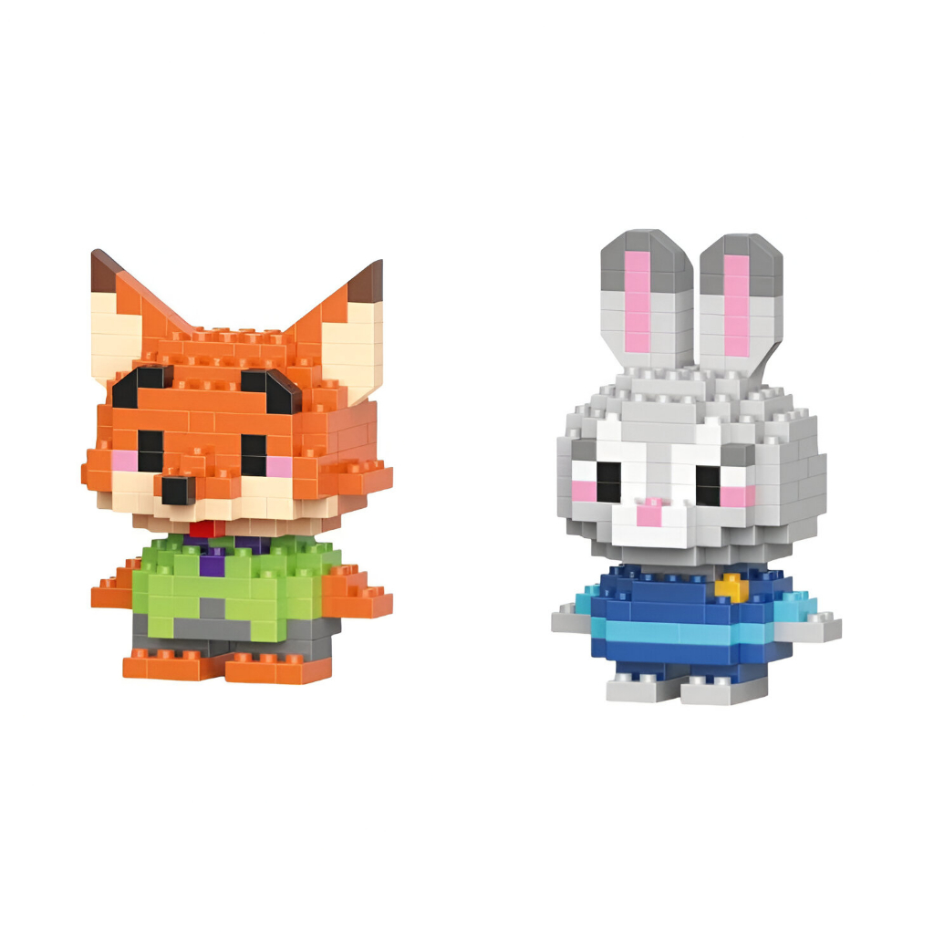 Conjunto Bloco de Montar Judy e Nick Zootopia - 7cm - Kit 2 Personagens ...