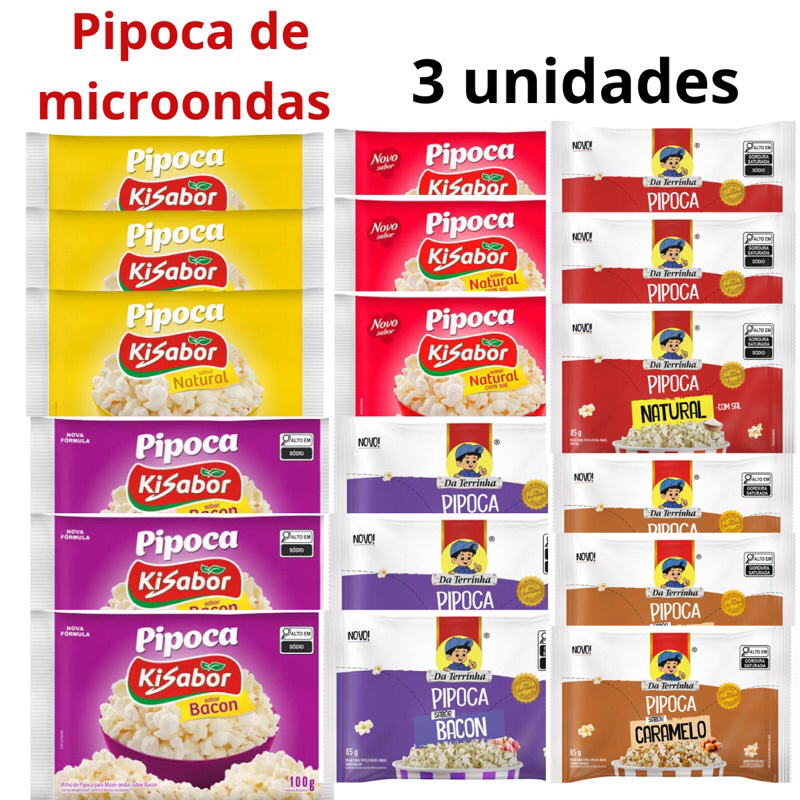 Kit 3 Pipoca Microondas Da Terrinha Pipoca Kisabor Microondas Kit ...