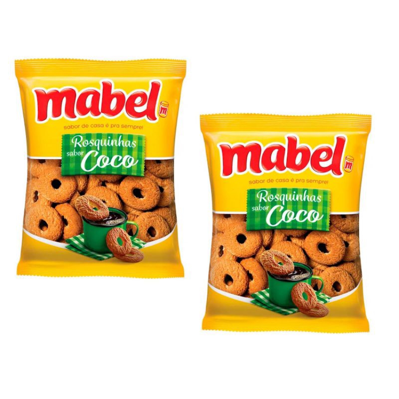 KIT 2 BISCOITO MABEL ROSQUINHA COCO 600G | Shopee Brasil