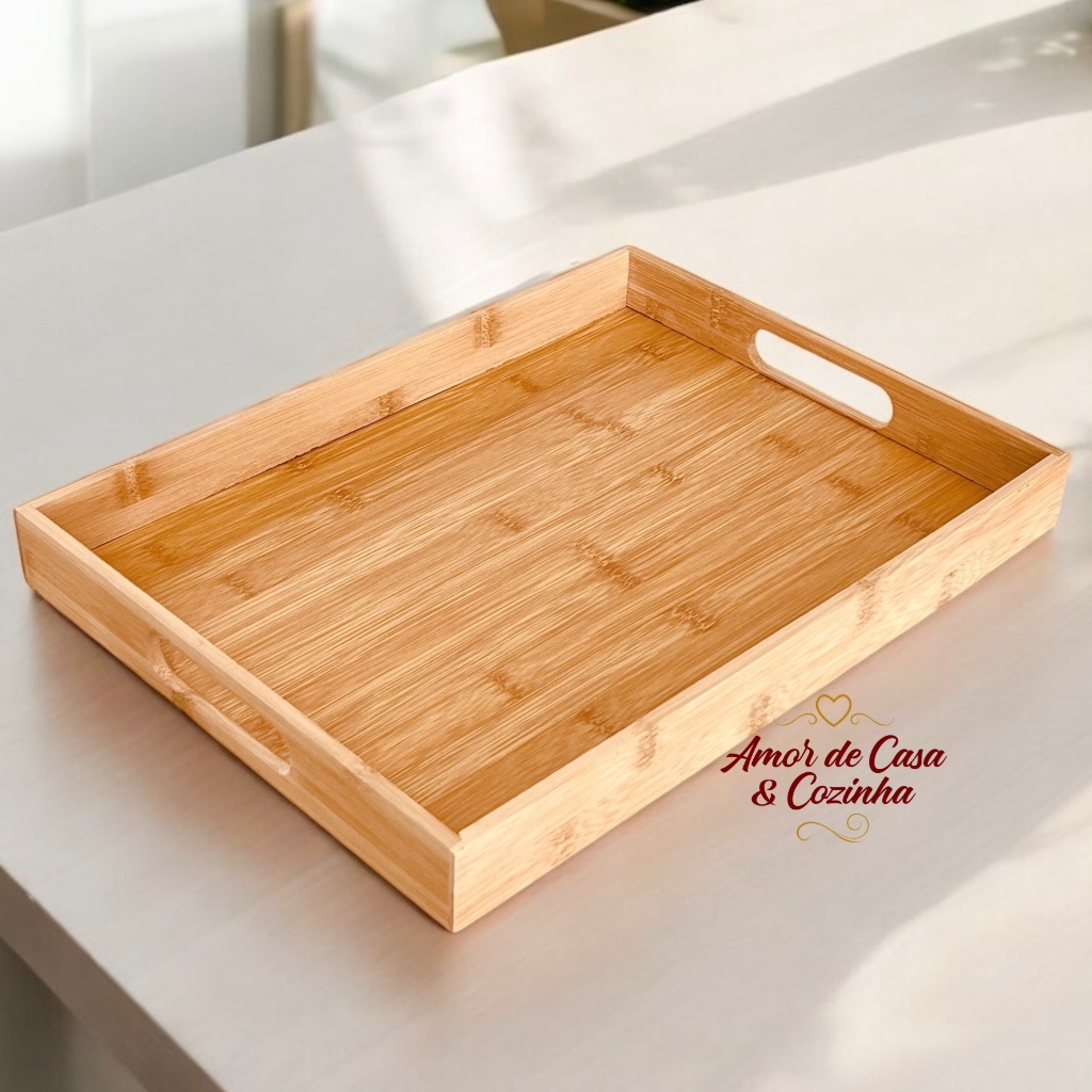 BANDEJA DE BAMBU RETANGULAR 38X28CM | Shopee Brasil