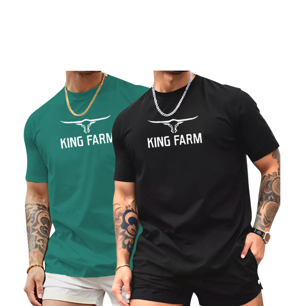 kit 2 Camiseta King farm Masculino 100% Algodão Gola redonda | Shopee ...