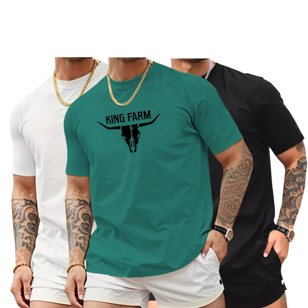 kit 3 Camiseta King farm Masculino Country Gola Redonda | Shopee Brasil