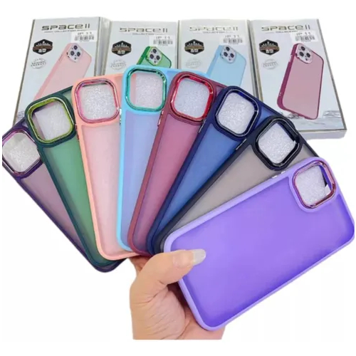 Capa Space Colorida iPhone XR 11 12 13 14 Pro Max 15 Acrilica Colorida com detalhe metalizado ...